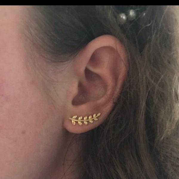 Leaf Crawler Earrings in Sterling Silver, Silver, Gold or Rose Gold ...