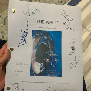 Pink Floyd "the Wall" Entire Movie Script Signed Screenplay Autographed ...