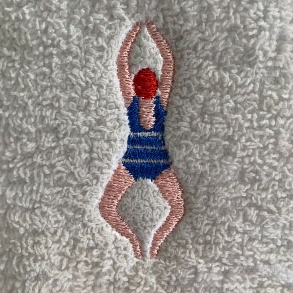 Retro Swimmer Girl Top View Machine Embroidery Design - 3 Sizes ...