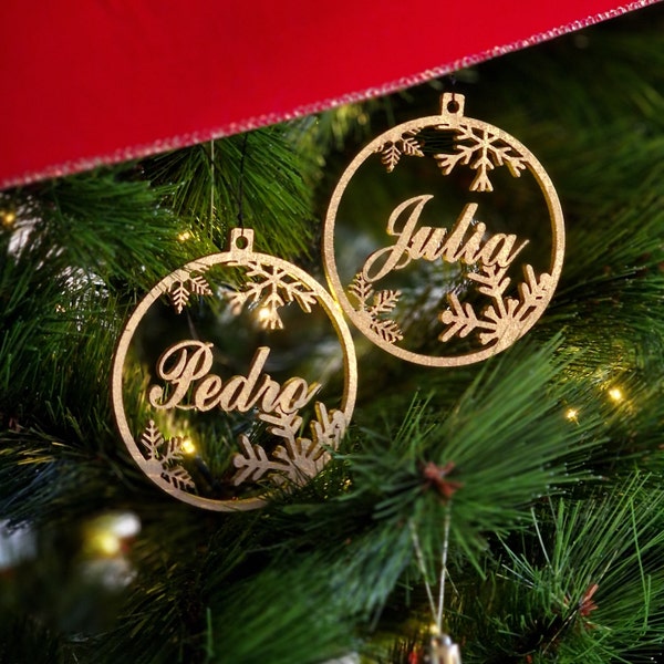 Personalized Name Christmas Ornaments Custom Baubles Set, Wooden ...