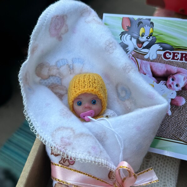 Mini Silicone Baby Doll 3 Inch Full Body Evie 8cm, Painted, Close Eyes ...