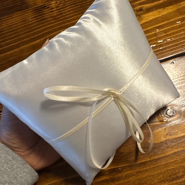 Small Ring Pillow, Ivory Satin Engagement Ring Pillow, Mini Ring Bearer ...