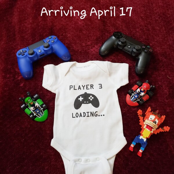 Player 3 Loading Gamer Pregnancy Announcement ONESIE ® Brand Bodysuit ...
