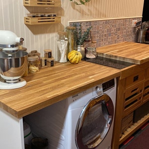 Solid Oak Kitchen Worktops 2M & 3M Lengths Free Cutting to Size Premium ...