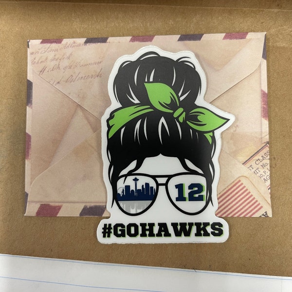 Seattle Seahawks Sticker, #GOHAWKS Sticker, Waterproof Water Bottle ...