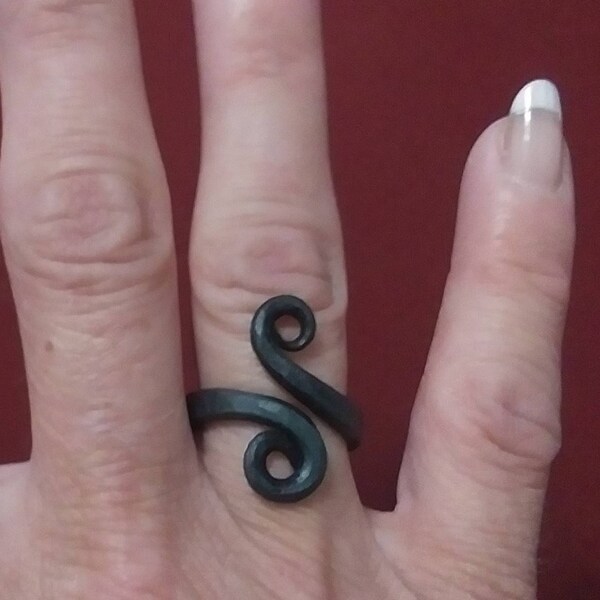 Iron Ring, Forged Iron Ring, Double Scroll Ring, Rustic Iron Ring, Iron ...