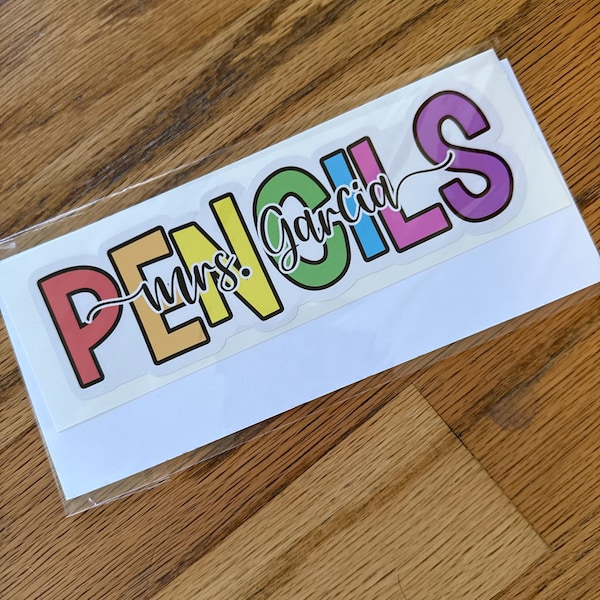Pencil Dispenser Vinyl Decal Personalized With a Name Waterproof Vinyl ...