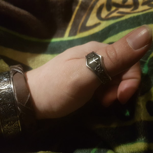 Viking Rune Ring - Your Choice of Rune Symbol - Adjustable US Sizes 9 ...
