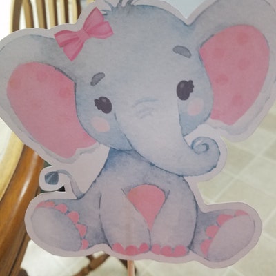 Peanut Elephant Centrepiece for Baby Girl Shower in Light Pink & Gray ...