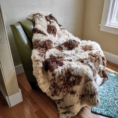 Luxurious Alpaca Fur White Bedspread, Alpaca Real Fur Bedspread, Plush ...