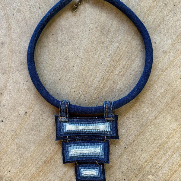 Upcycled Denim Stud Earrings Statement Jeans Earrings Eco-friendly Gift ...