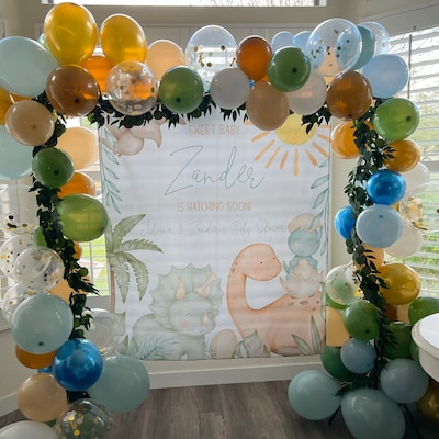 Dinosaur Baby Shower Backdrop, Personalized Dino Backdrop for Baby ...