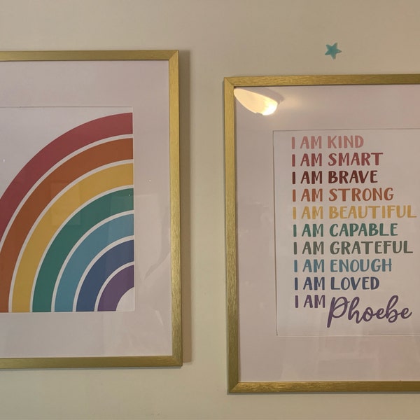 Personalized Affirmations for Kids Wall Art Set of 2 Prints ...