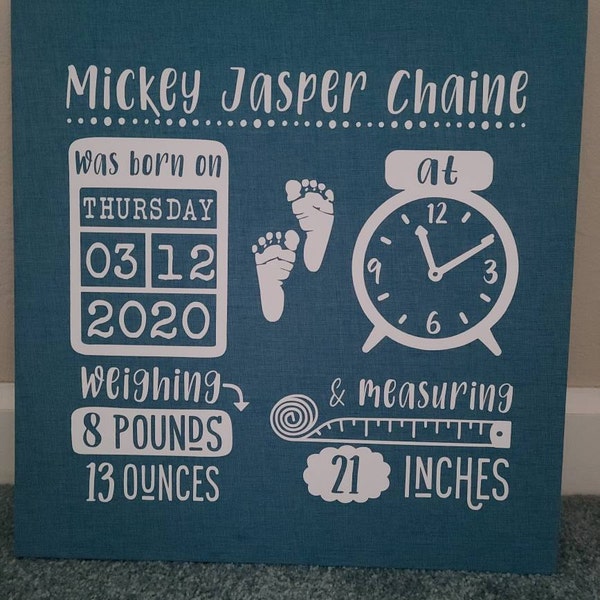 Baby Photo Album Birth Stats Custom Personalized Linen Self Adhesive ...