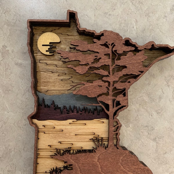 Wooden Layered Minnesota (please Note Size) - Etsy