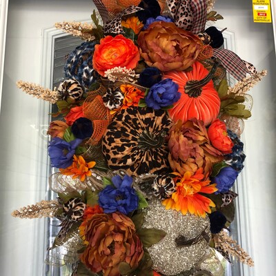 Large Fabric Pumpkin Leopard Print, Halloween Centerpiece, Safari Decor ...