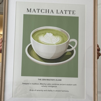 Matcha Latte Poster Tea Coffee Print Japanese Tea Retro Beverage Poster ...