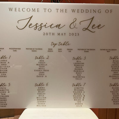 Mirror Table Plan/ Wedding Table Plan / Mirror Seating Plan/ Wedding ...