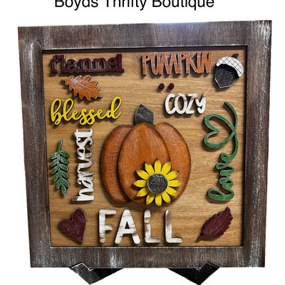 Fall Laser Cut File, Fall Word Collage, Fall Pumpkin Sign & Stand Laser ...