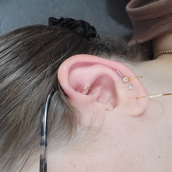 ROOK HOOP • Rook Earring • Cartilage Twist Hoop • Gold Hoop Earrings ...