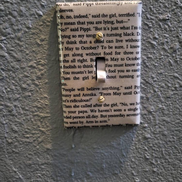 Book Page Wall Light Switch Plate, Light Switch Cover, Home Decor ...