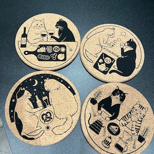 Cat Pairings Coaster Set - Etsy