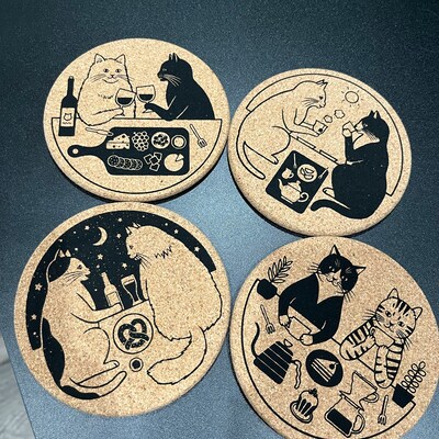 Cat Pairings Coaster Set - Etsy