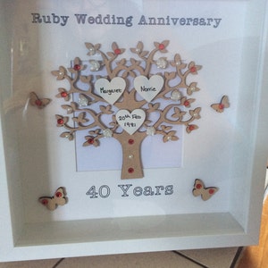 Ruby Wedding Anniversary Frame, Wedding Gift, Personalised, 40th ...