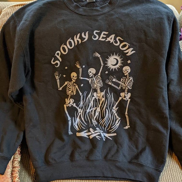 Dancing Skeleton Spooky Season Halloween Crewneck Skeleton Sweatshirt ...