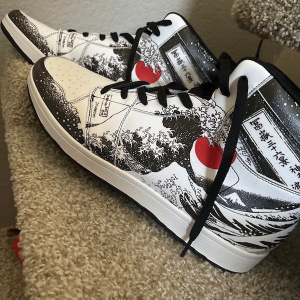 Great Wave off Kanagawa High Tops, Wave off Kanagawa Shoes, Katsushika ...