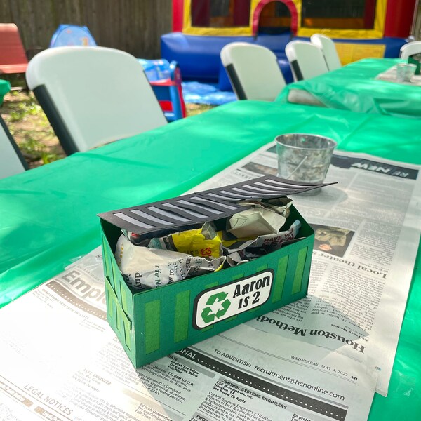 Trash and Recycling Dumpster Party Decoration and Treat Boxes - Digital ...