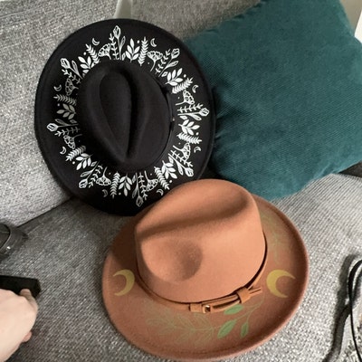 Vegan Felt Wide Brim Hat Goth Witch Horror Fedora Hat XL Brim wrought ...