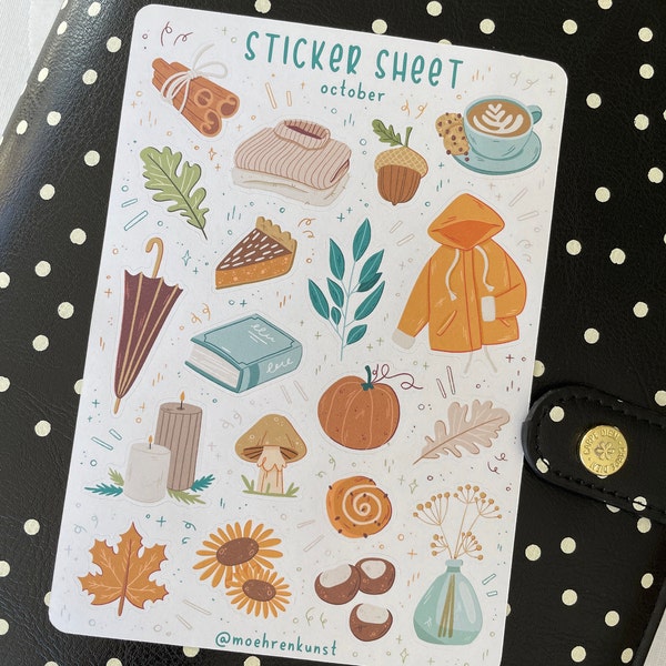 Sticker Sheet - October | Journal Stickers, Calendar, Planner Stickers ...
