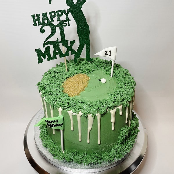 Personalised Golf Birthday Cake Topper With Name Age / Wooden or ...