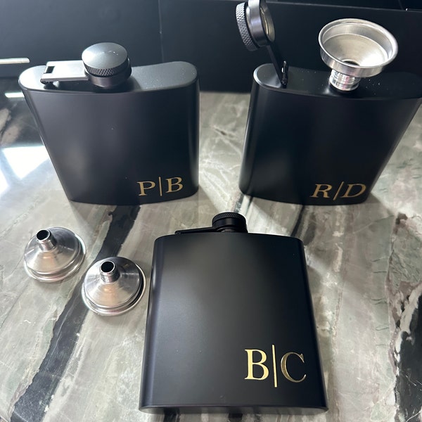 Personalised Black 6oz Hip Flask, Groomsmen Gifts , Groomsmen Gift ...