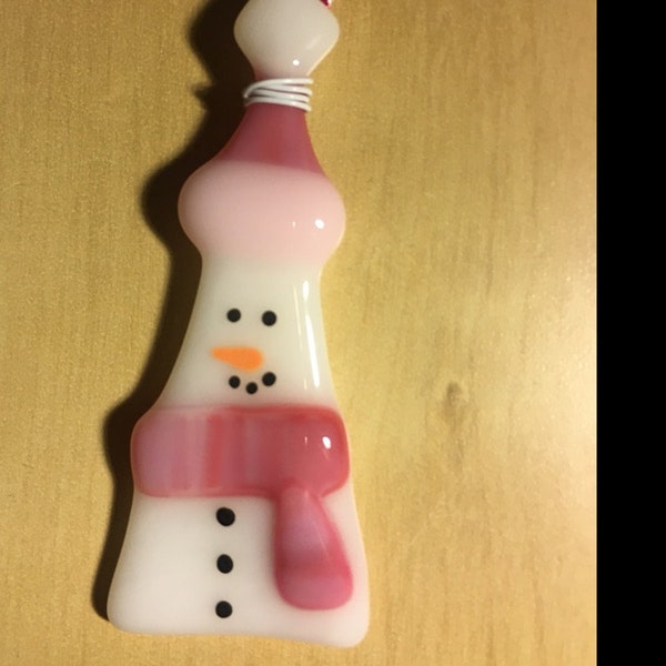 Fused Glass Snowman Christmas Tree Decoration, Snowman Decoration ...
