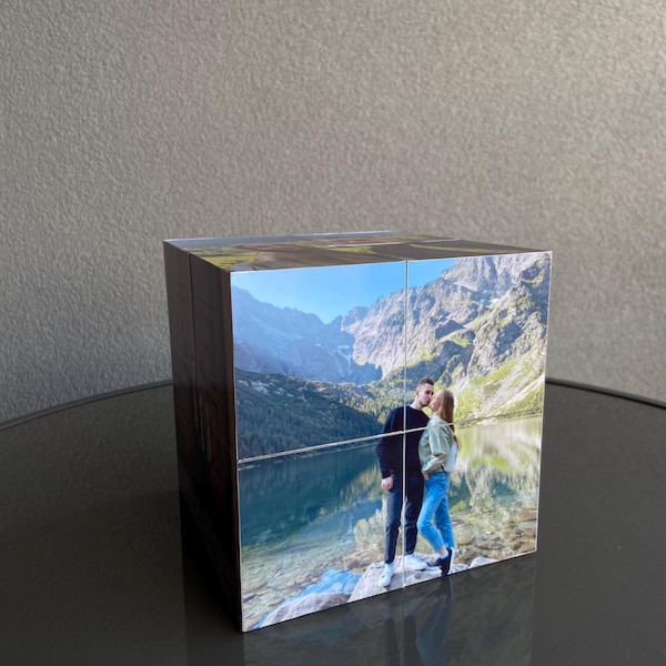 Custom Wooden Photo Cube, Personalized Photo Gift for Men, Unique Gifts ...