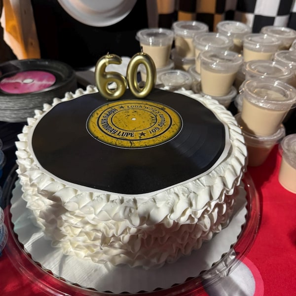 Custom Edible Vinyl Record Cake Topper. LP Edible Image for Round Cakes ...