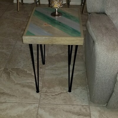 Teal Moss End Table, Farmhouse End Table, Coastal End Table, Nightstand ...