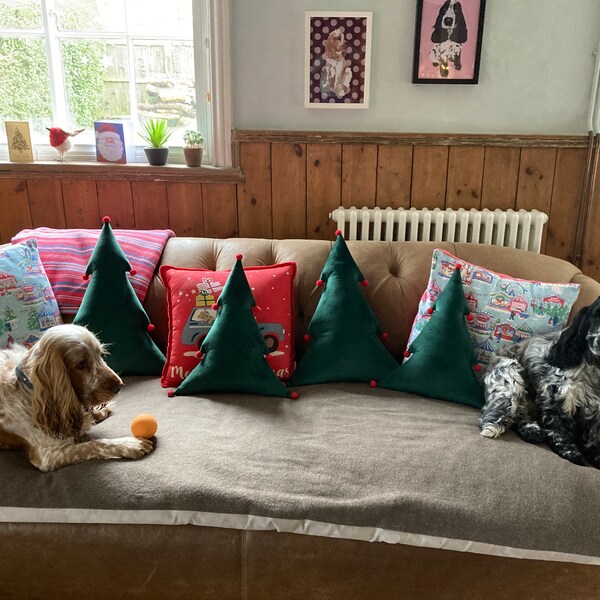 Pine Tree Shaped Cushion, Christmas Tree Pillow, Emerald Green Throw ...