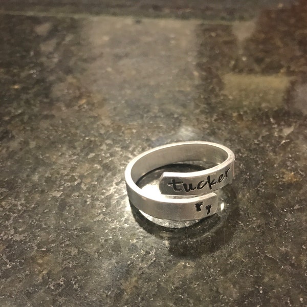 Baby Name Ring, Personalized Ring, Custom Ring, Hand Stamped Ring, Name ...