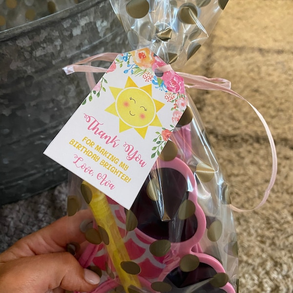 Sunshine Party Favor Tags, Editable and Printable Sunshine Party Loot ...