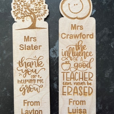 Personalised Wooden Teacher Bookmark Gifts, Christmas Teacher Gift Book ...