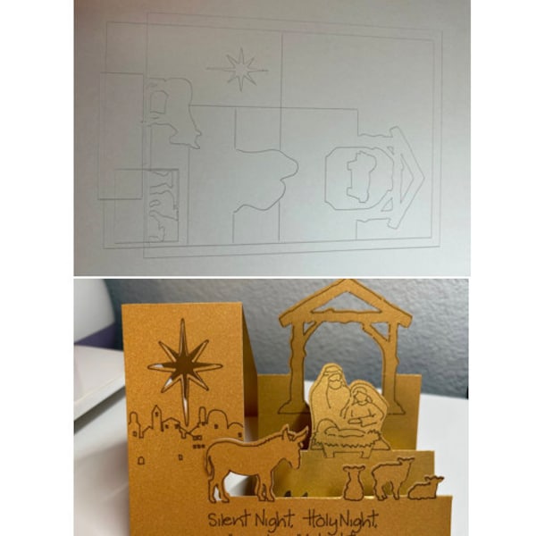 Side Step Nativity Pop up Christmas Card SVG Download - Etsy