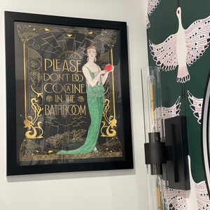 Funny Bathroom Sign Art Deco Bathroom Decoration Vintage Art Noveau ...