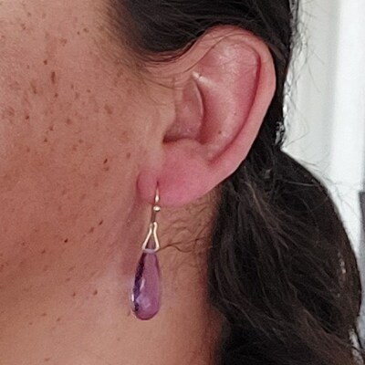 18K Prasiolite Earrings, 14K Prasiolite Earrings, Sage Prasiolite ...