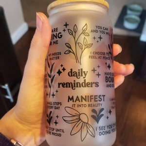 Daily Reminder Affirmations Motivational Beer Can Cup 16 Oz Boho Chic ...