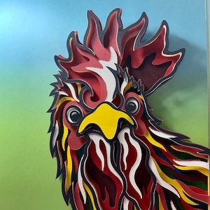 Peeking Rooster 3D Layered SVG for Cardstock/ Colorful Chicken ...