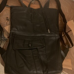 Slouchy Black Leather Backpack, Women Black Backpack, Wife Gift ...