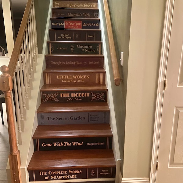 Book Title Stair Decals, Book Spine Stair Decals, Stair Riser Decals ...